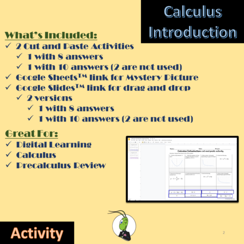 Introduction to Calculus Cut and Paste Activity | Mystery Picture ...