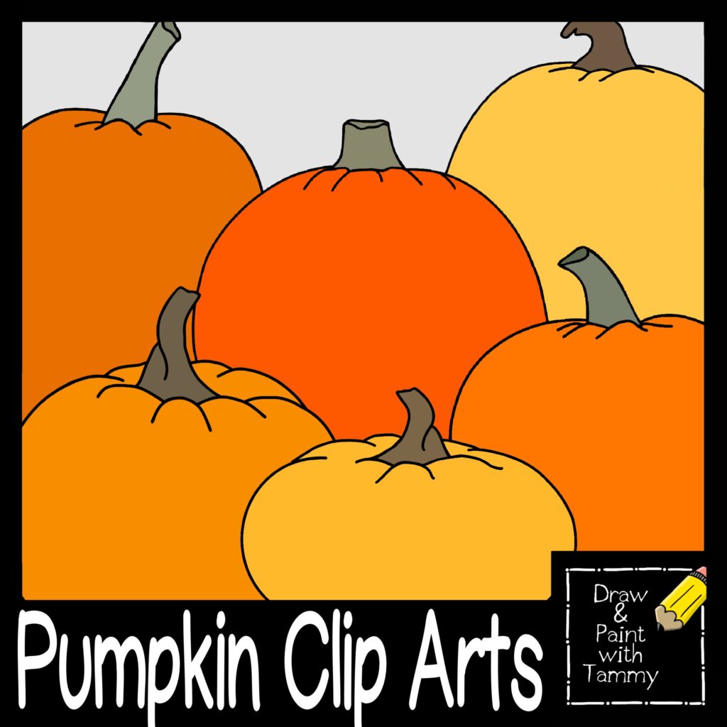 Pumpkin Clip Arts with Solid Colors, Farm House Patterns, for Halloween ...