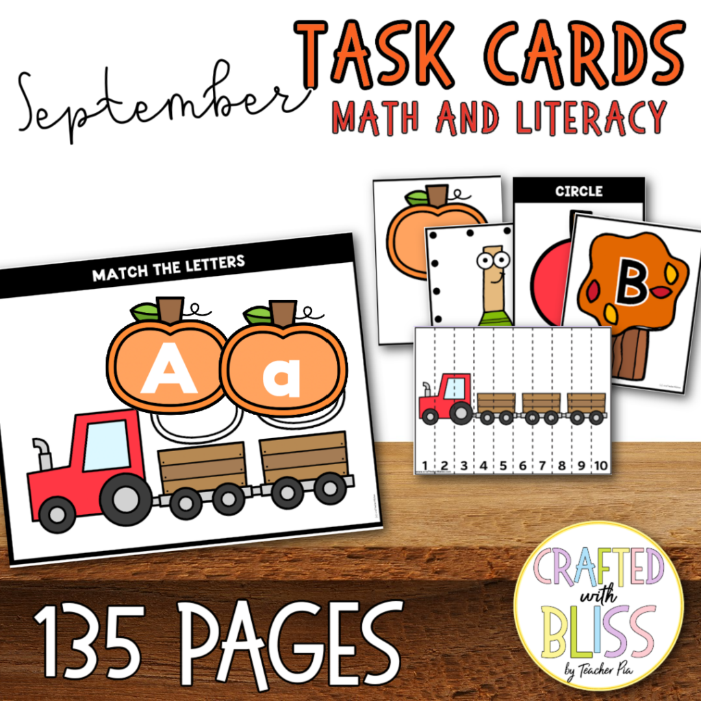 September Fall Math and Literacy Task Cards Autumn(PreK, Sped) | Made ...