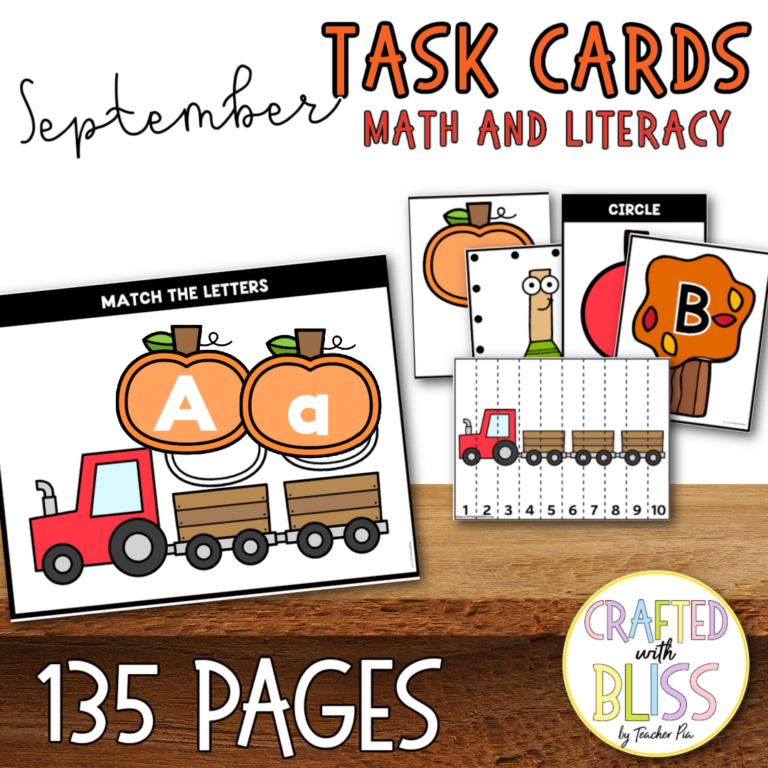 September Fall Math and Literacy Task Cards Autumn(PreK, Sped) | Made ...
