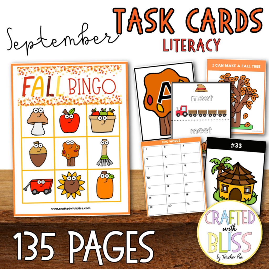 September Fall Math and Literacy Task Cards Autumn(PreK, Sped) | Made ...