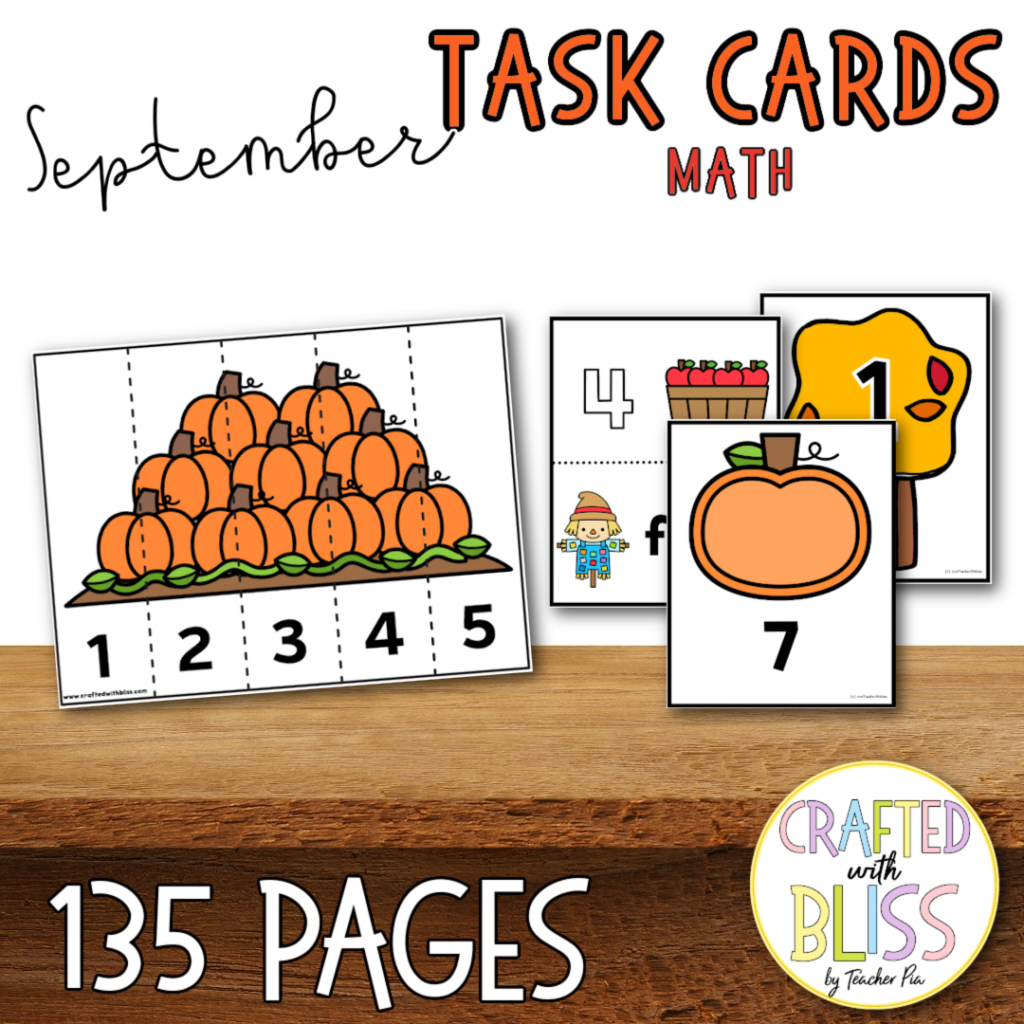 September Fall Math and Literacy Task Cards Autumn(PreK, Sped) | Made ...