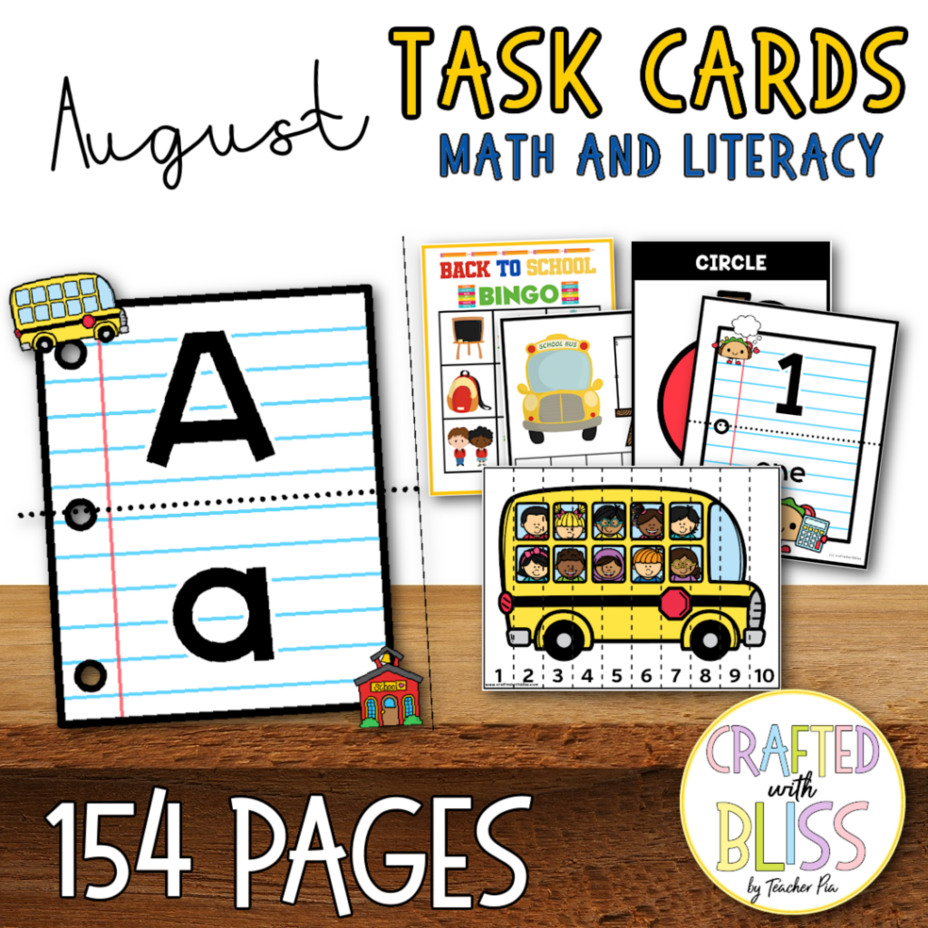 August Back to School Movement Task Cards (Preschool, Sped ...