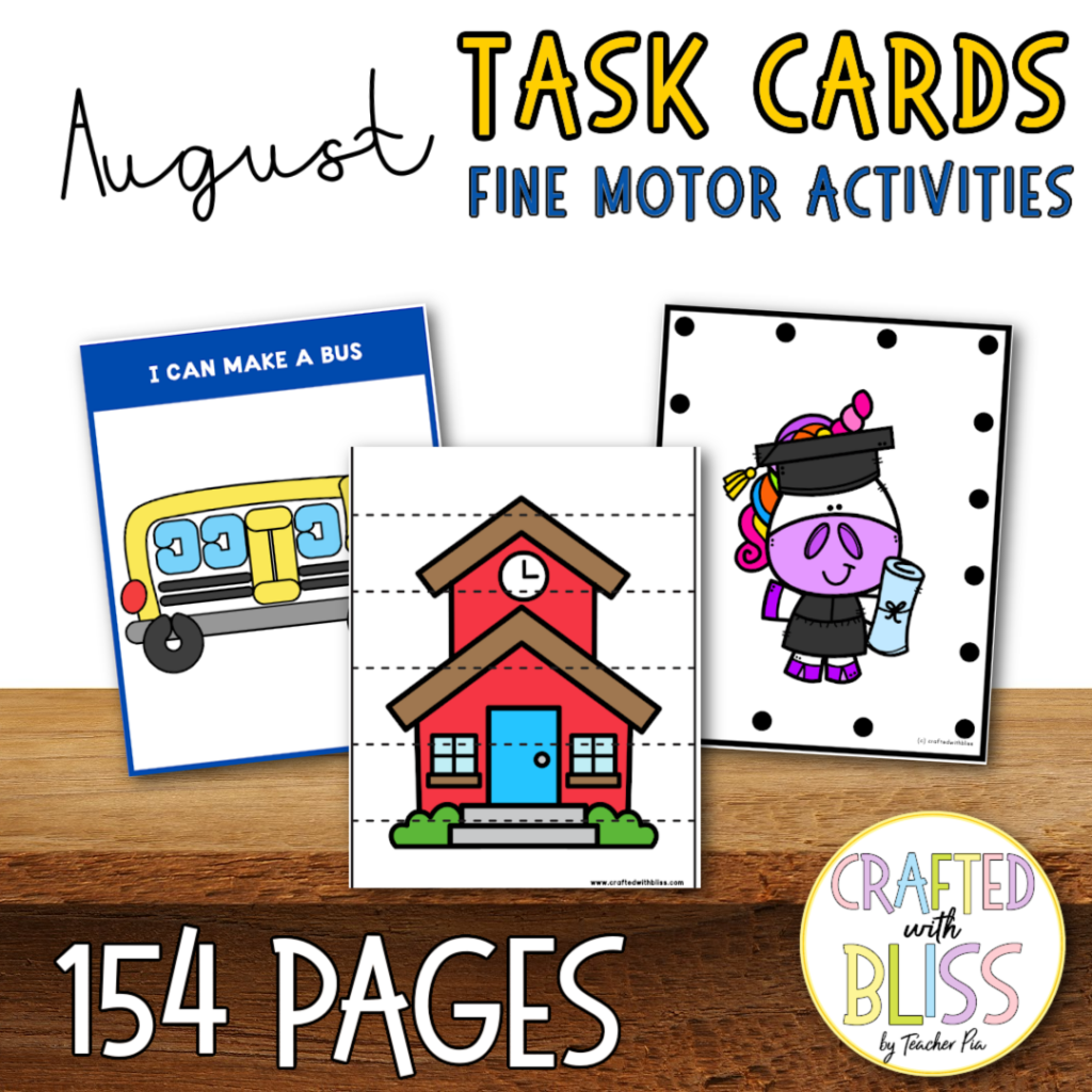 August Back to School Math and Literacy Task Cards(Preschool, Sped ...