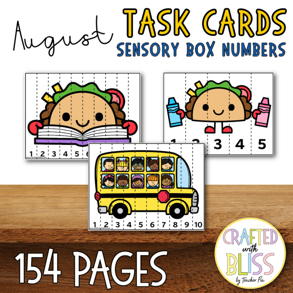 August Back to School Math and Literacy Task Cards(Preschool, Sped ...