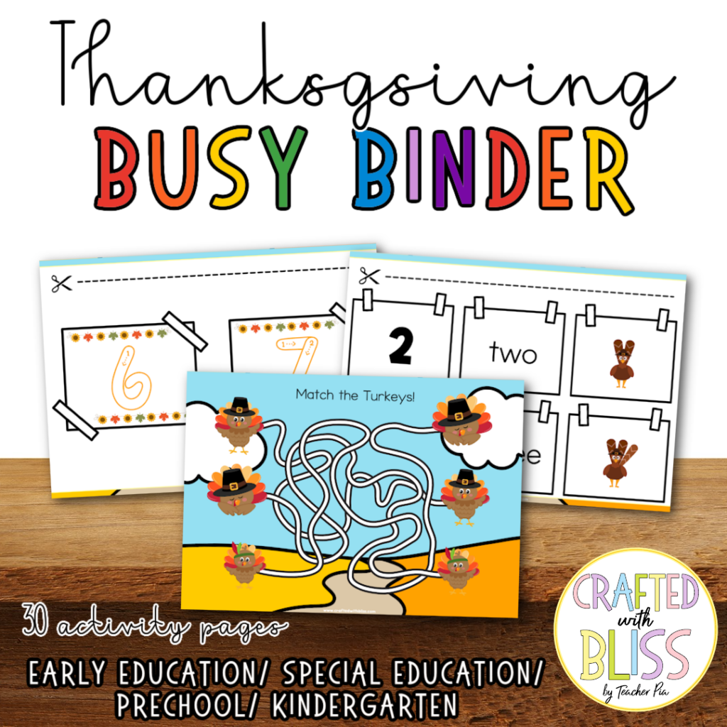 Thanksgiving Busy Binder, Thanksgiving Busy Book (SpEd, Toddler and Pre ...