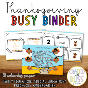 Thanksgiving Busy Binder, Thanksgiving Busy Book (SpEd, Toddler and Pre ...