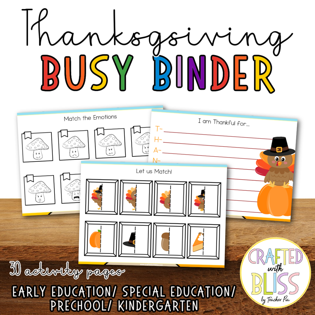 Thanksgiving Busy Binder, Thanksgiving Busy Book (SpEd, Toddler and Pre ...
