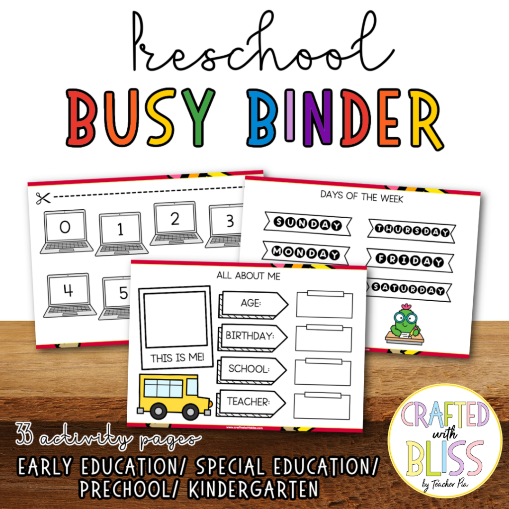 Preschool Busy Binder, Preschool Busy Book (SpEd, Toddler and Pre-K ...