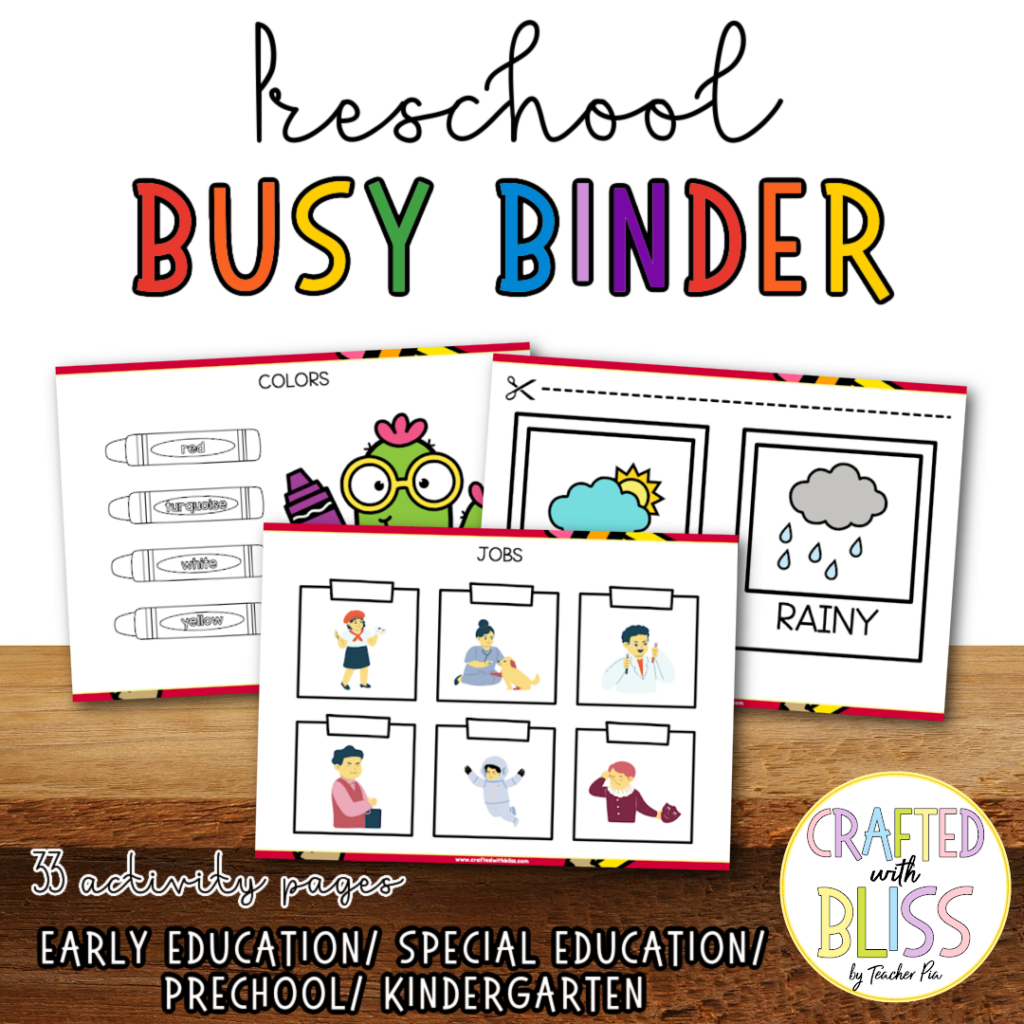 Preschool Busy Binder, Preschool Busy Book (SpEd, Toddler and Pre-K ...