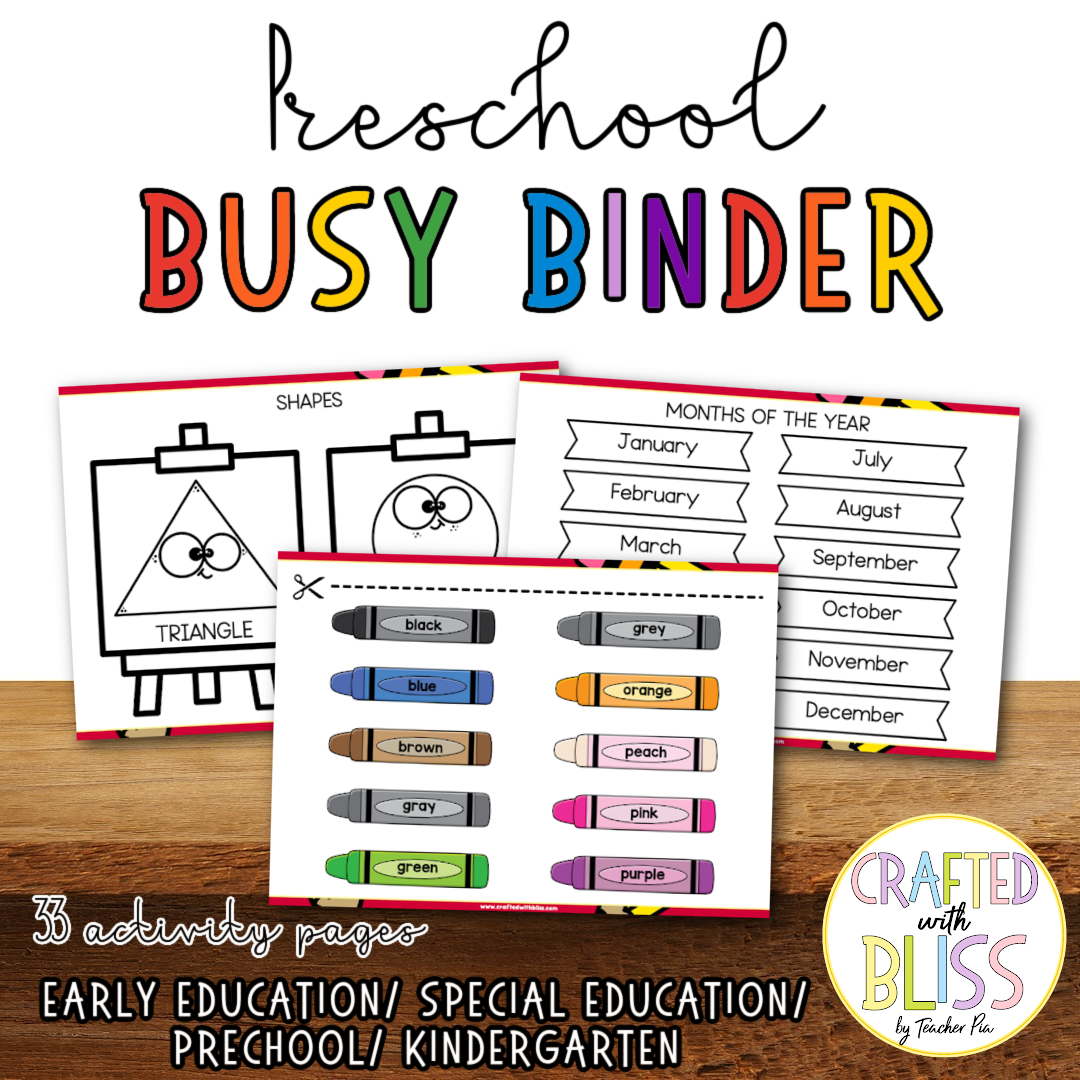 Preschool Busy Binder, Preschool Busy Book (SpEd, Toddler and Pre-K ...