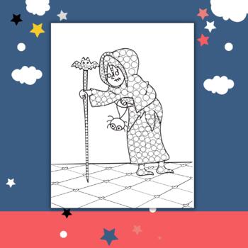 Printable Witch Dot Marker Coloring Pages Sheets - October Activities ...