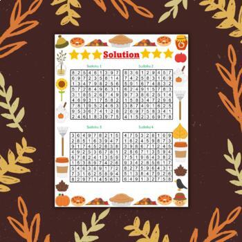 Printable Fall Autumn Thanksgiving Puzzles Sudoku With Solutions - Made ...