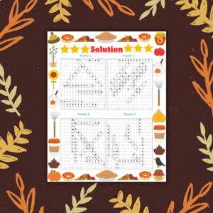 Printable Fall Autumn ThanksGiving Word Search With Solutions - Fun ...