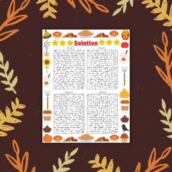 Printable Fall Thanksgiving Mazes Puzzles With Solutions - Fun Brain ...