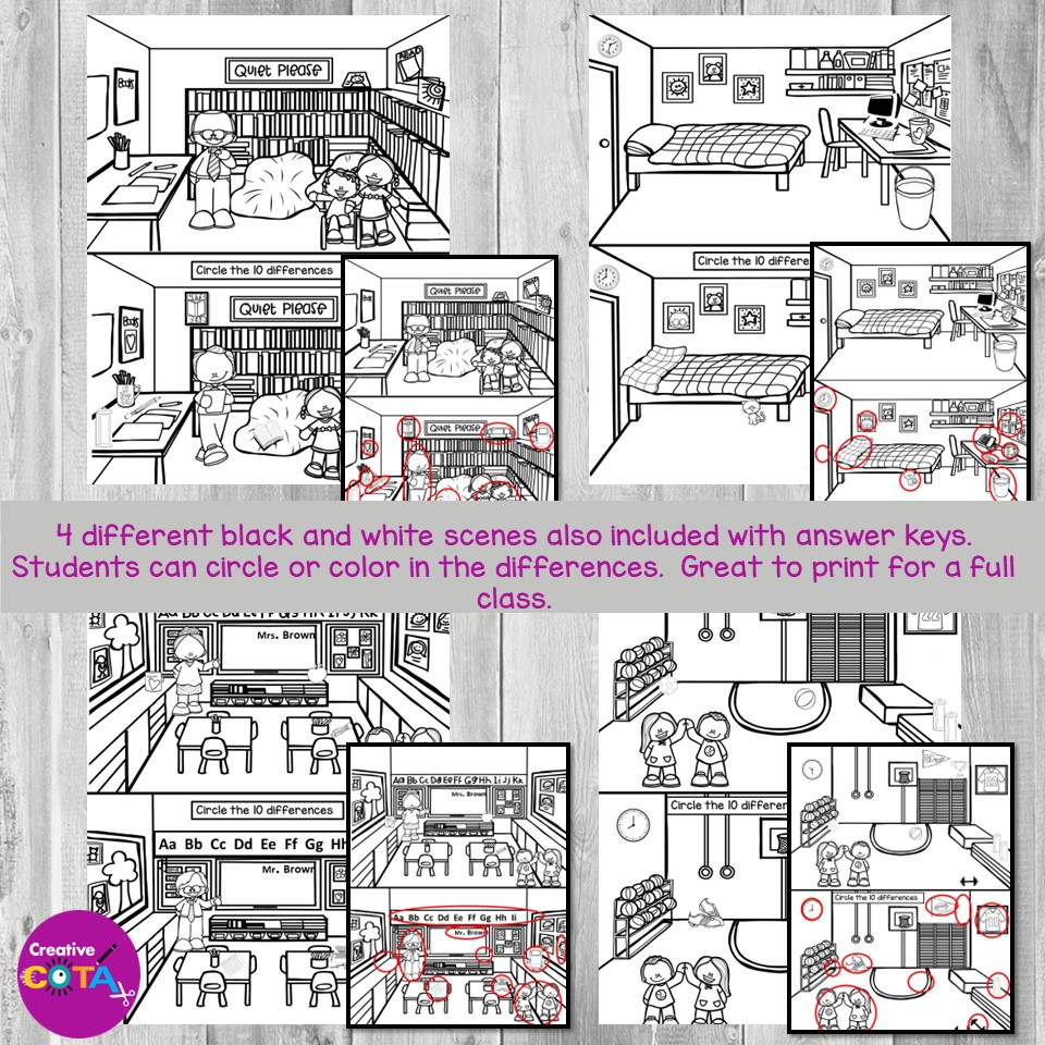 Visual Perception Spot the Difference School - OT activities - Made By ...