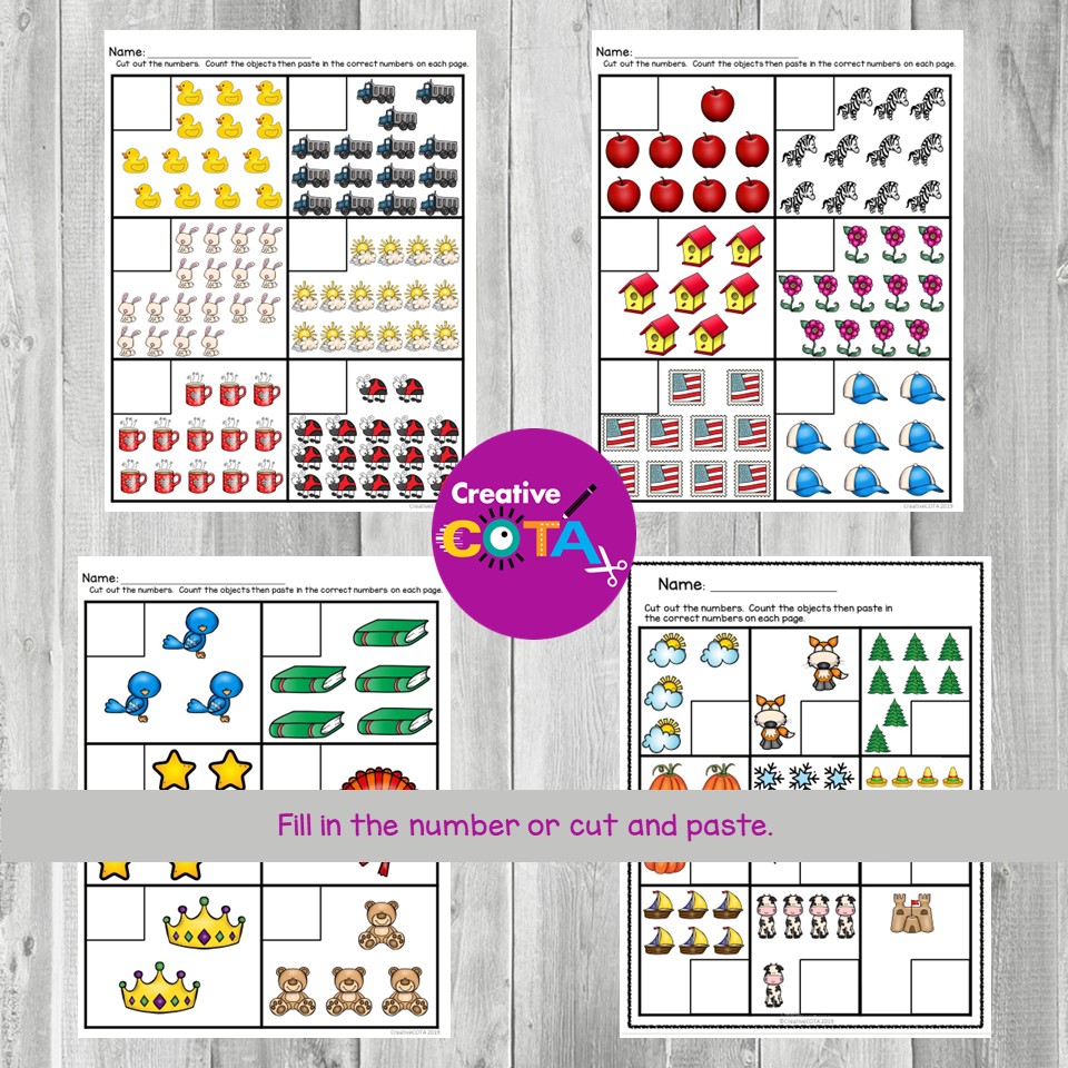 No Prep Cut and Paste Math Worksheets Numbers 1-20 | Made By Teachers