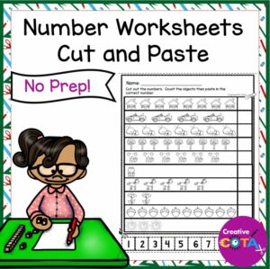 No Prep Cut and Paste Math Worksheets Numbers 1-20 - Made By Teachers