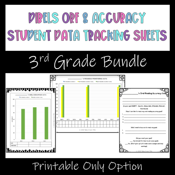 DIBELS Student Data Tracking ORF & Accuracy Bundle: 3rd Grade Printable ...