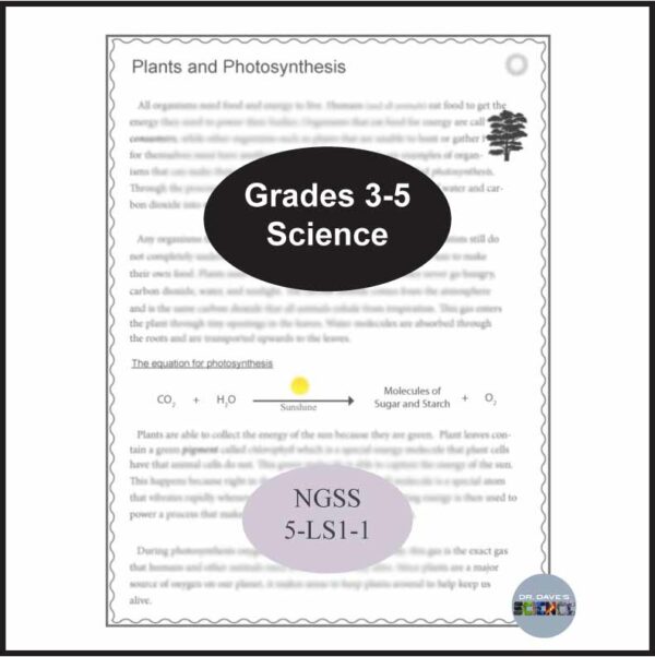 Photosynthesis Reading Comprehension NGSS 5-LS1-1 - Made By Teachers