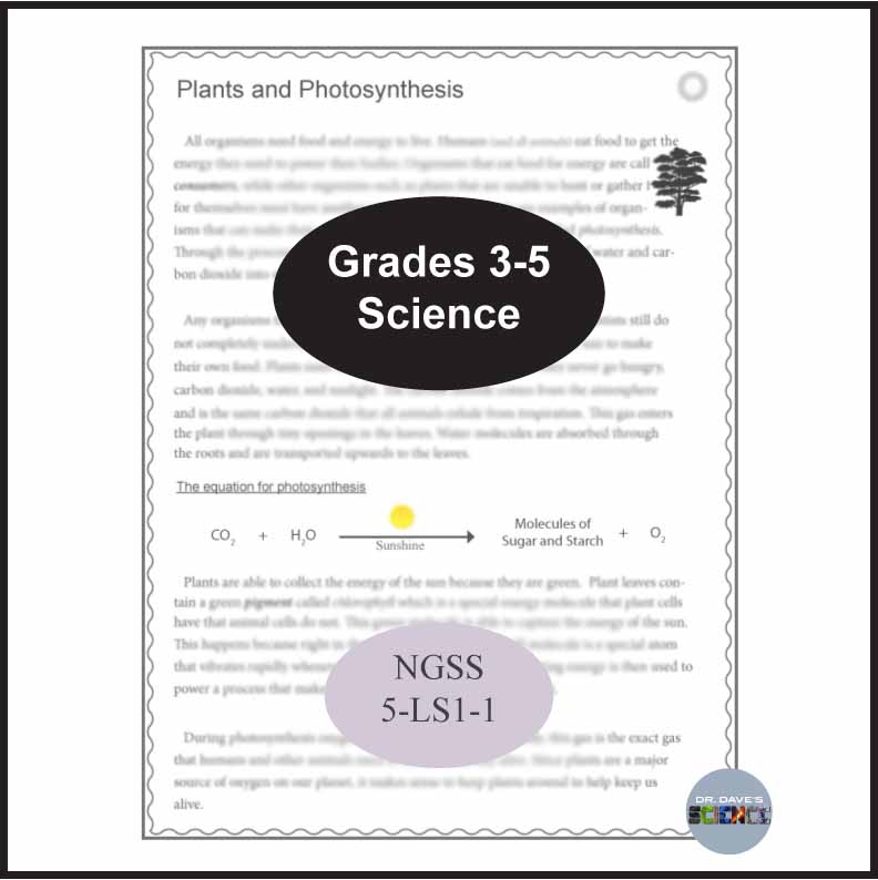 Photosynthesis Reading Comprehension NGSS 5-LS1-1 - Made By Teachers