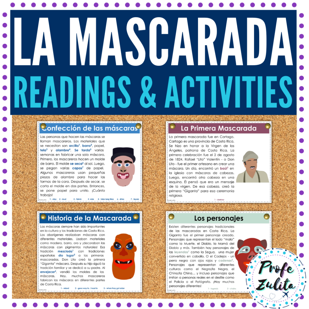 Costa Rica Culture Masquerade Day Spanish Readings | La Mascarada ...