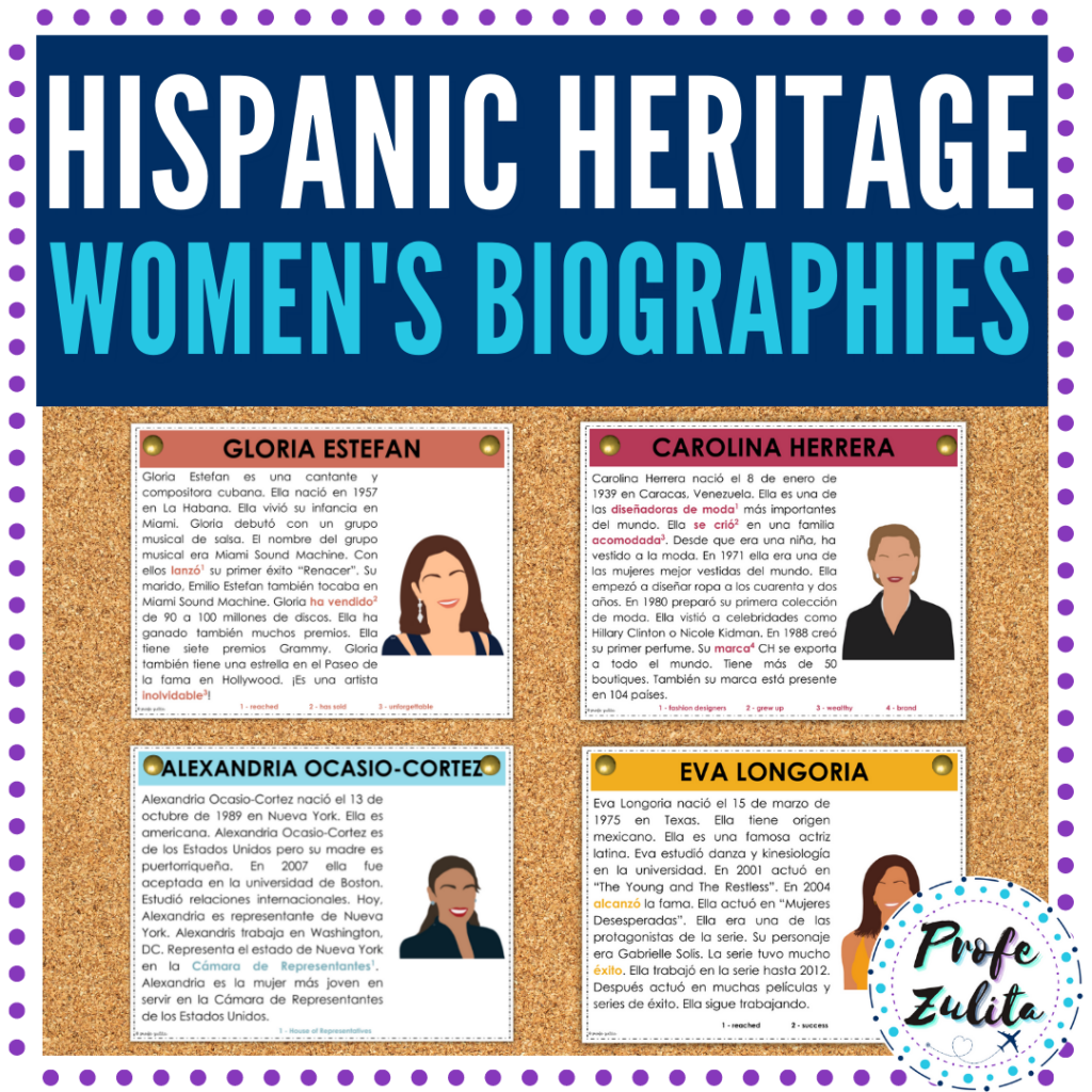 Spanish Hispanic Heritage Month Readings | 11 Female Biographies ...