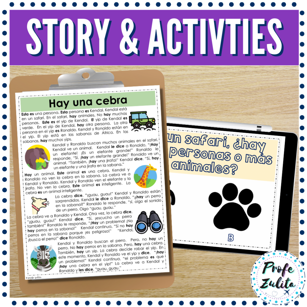 Spanish Beginner 7 Day Story & Activities Unit | "Hay una cebra" - Made ...