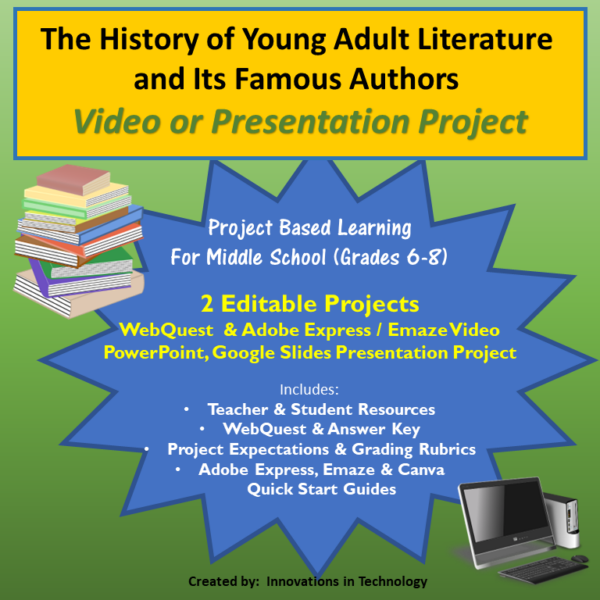 History of Young Adult Literature & Authors - WebQuest & Video ...