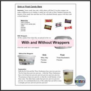 Sink or Float Activity Candy Bars - Made By Teachers