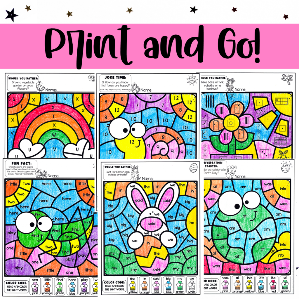 Color By Code Activities - Sight Words, Letters & Numbers | Made By ...