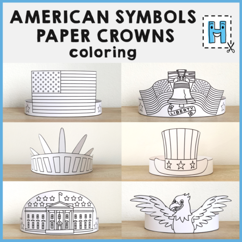 American Symbols Paper Crowns Headbands Hats Printable Coloring Craft ...