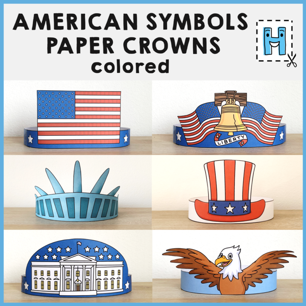 American Symbols Paper Crowns Headbands Hats Printable Costume Craft ...