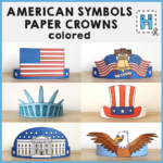 American Symbols Paper Crowns Headbands Hats Printable Costume Craft ...