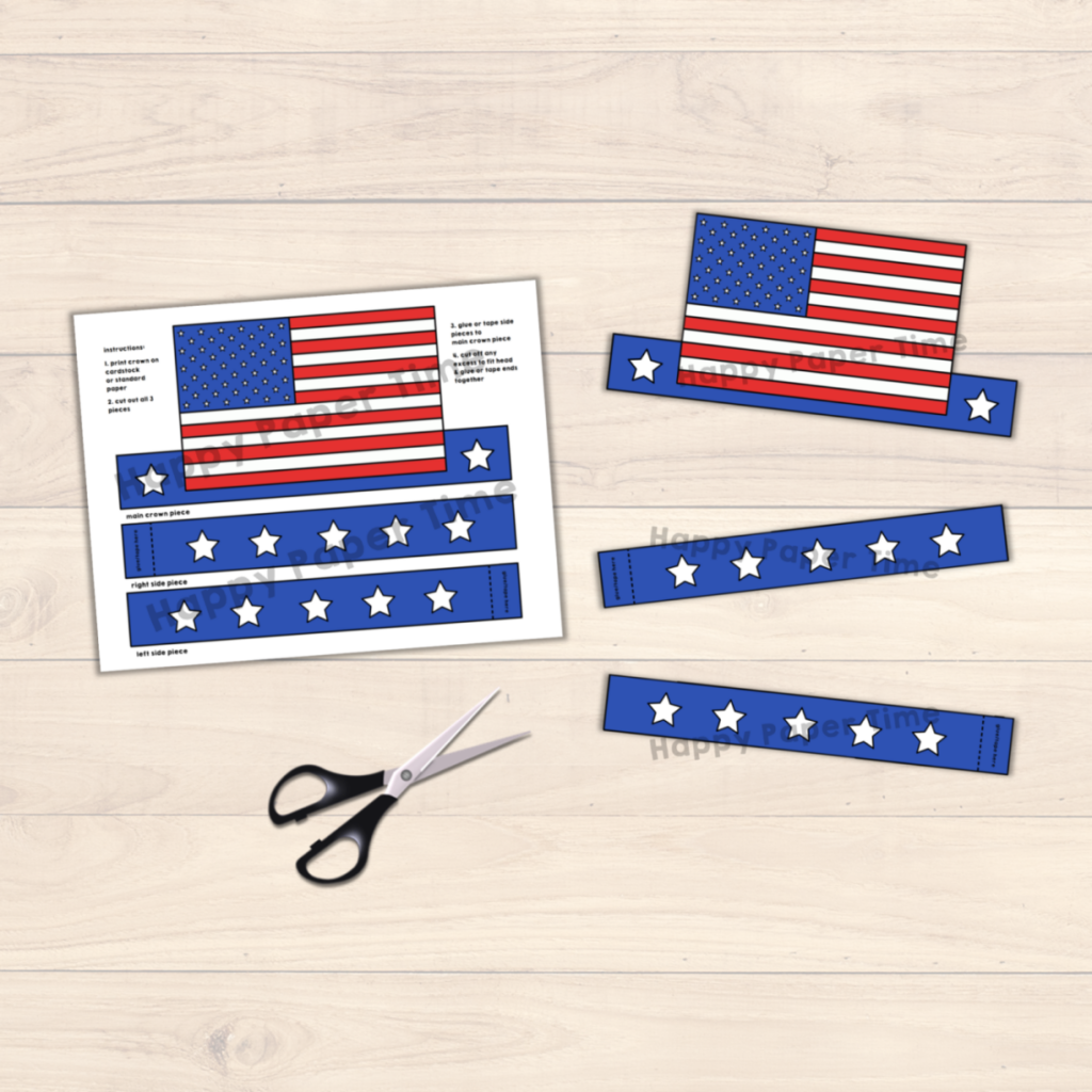 American Symbols Paper Crowns Headbands Hats Printable Costume Craft ...