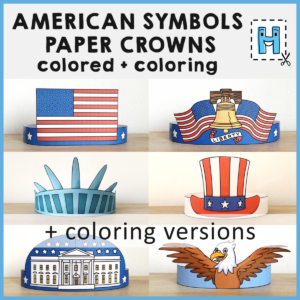 American Symbols Paper Crowns Headbands Hats Printable Coloring Craft ...