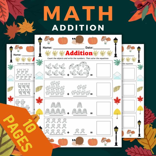 Printable Fall Autumn Math Addition -Fun September October Math ...
