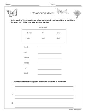 Compound Words - 4 Practice Activity Worksheets - Grade 2 - Made By ...