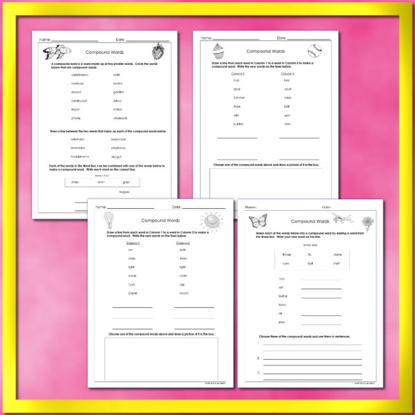 Compound Words - 4 Practice Activity Worksheets - Grade 2 - Made By ...