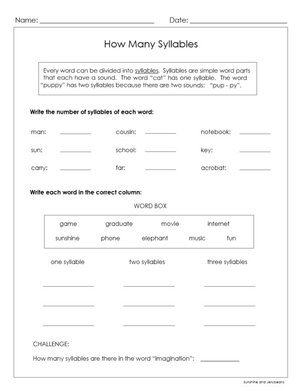 Syllables - Dividing Rules & Practice - Grades 3-4-5 - Reading ...