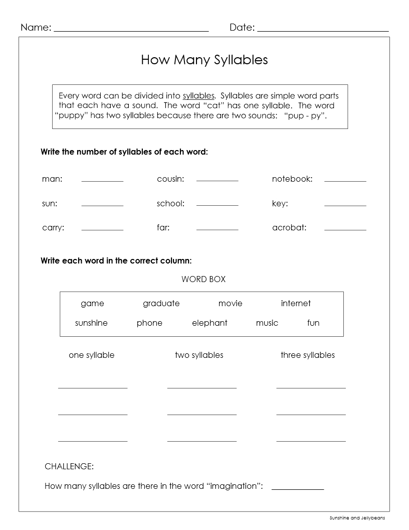 Syllables - Dividing Rules & Practice - Grades 3-4-5 - Reading ...