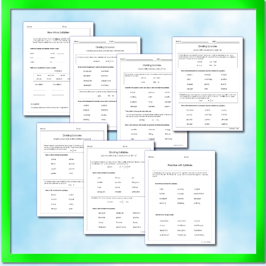 Syllables - Dividing Rules & Practice - Grades 3-4-5 - Reading ...