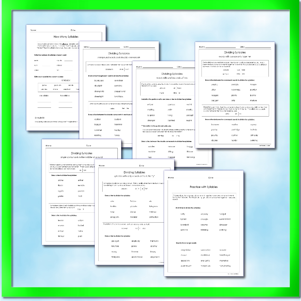 Syllables - Dividing Rules & Practice - Grades 3-4-5 - Reading ...