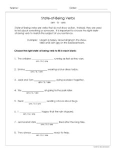 State-of-Being Verbs - am-is-are-was-were - Grades 1-2 - Great for ...