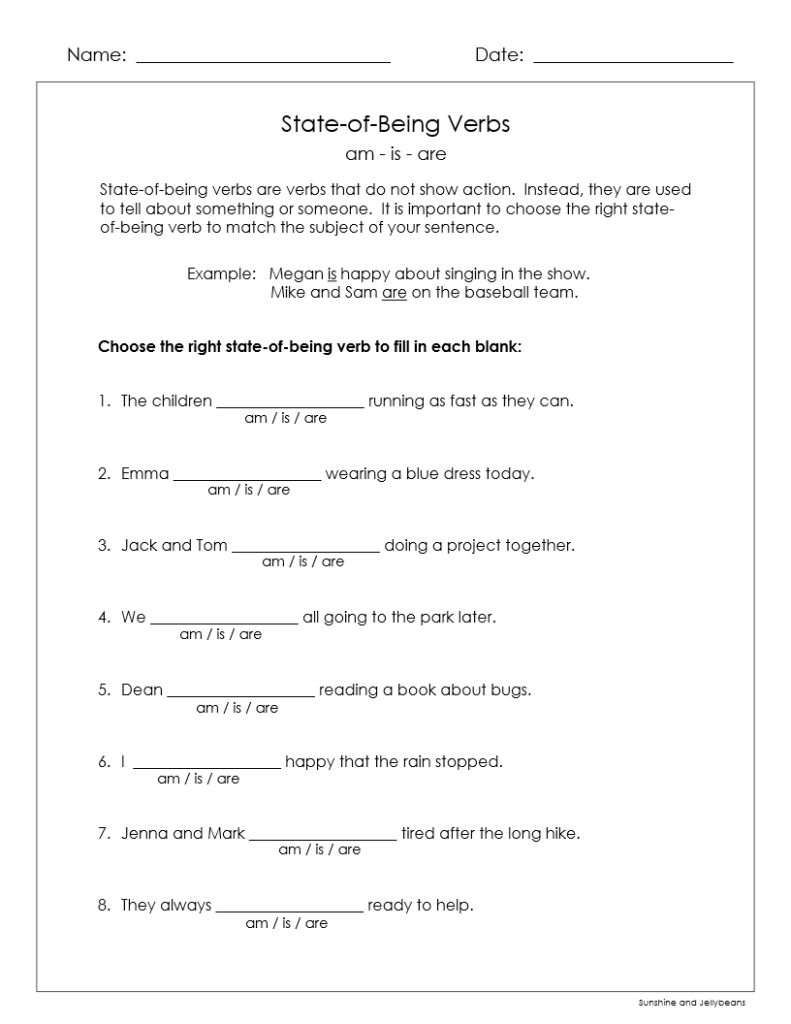 State-of-Being Verbs - am-is-are-was-were - Grades 1-2 - Great for ...