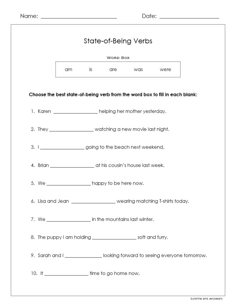 State-of-Being Verbs - am-is-are-was-were - Grades 1-2 - Great for ...