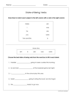 State-of-Being Verbs - am-is-are-was-were - Grades 1-2 - Great for ...