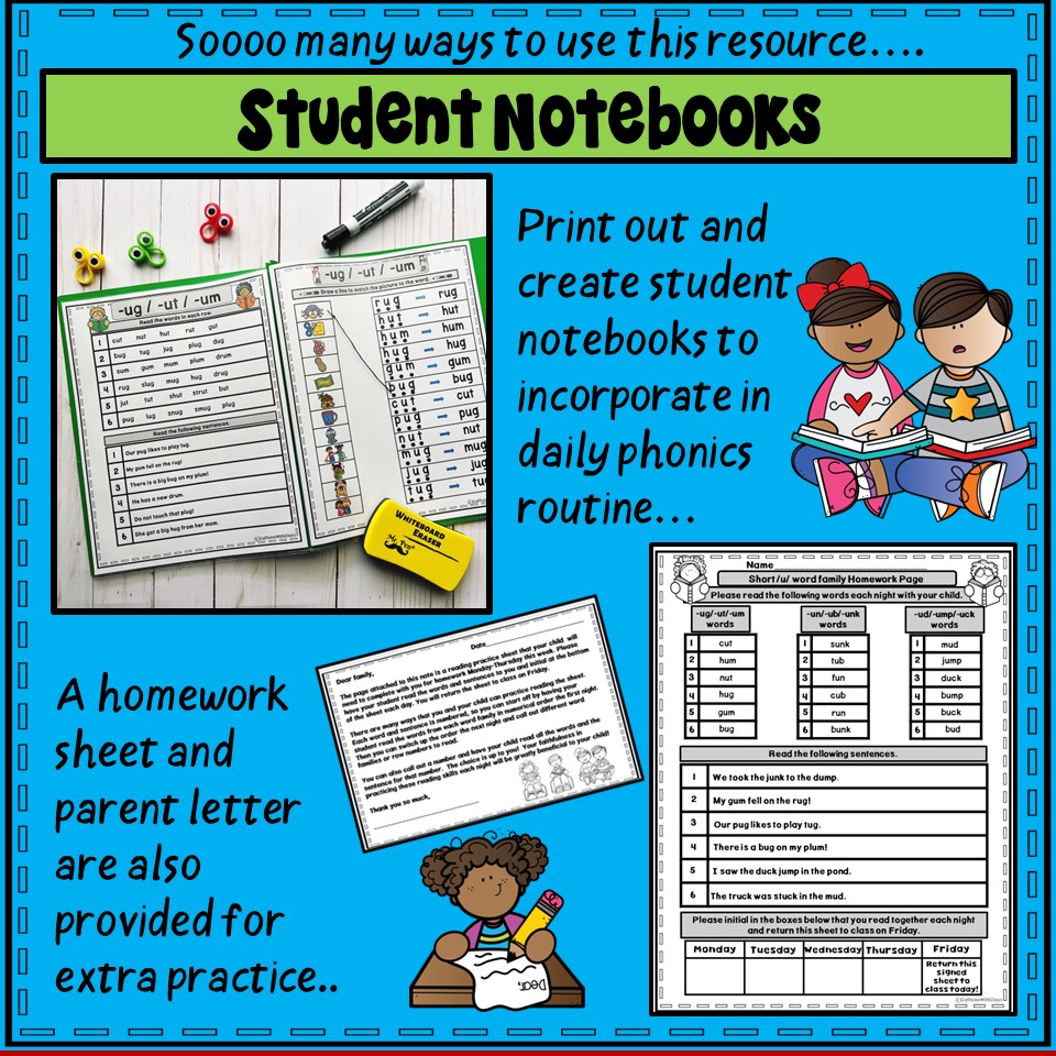 Short U Phonics and Reading Pages - Made By Teachers