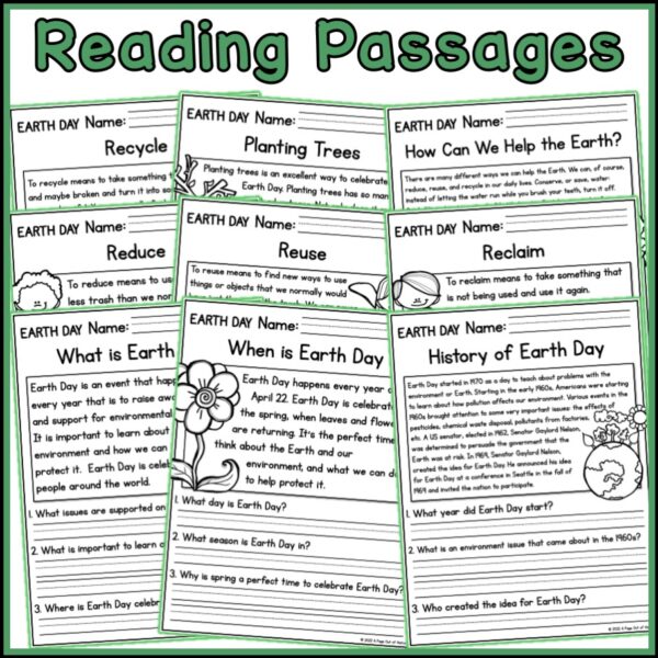 Earth Day Holidays Reading Comprehension Passages K-2 - Made By Teachers