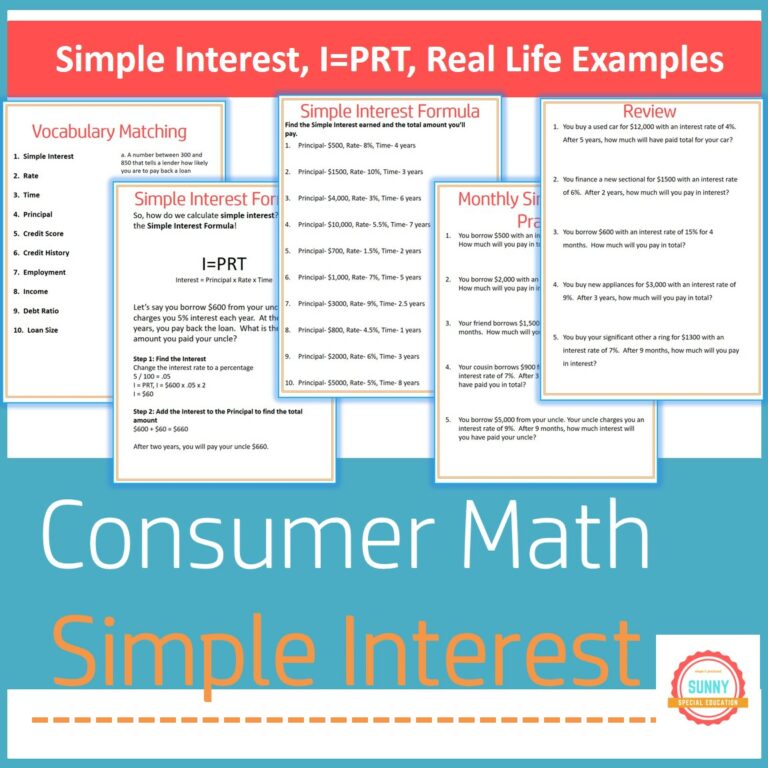 Calculating Simple Interest (Consumer Math, Real Life Examples) | Made ...